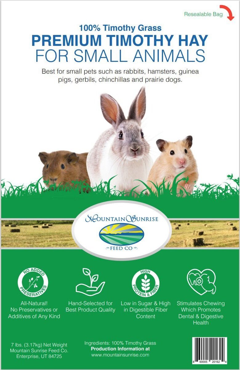 MOUNTAIN SUNRISE FEED Timothy Hay Small Pet Food, 7-lb bag - Chewy.com