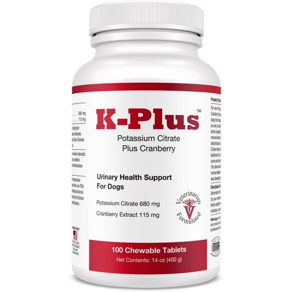 K-PLUS Potassium Citrate Plus Cranberry Chewable Tablets for Dogs, 100 ...