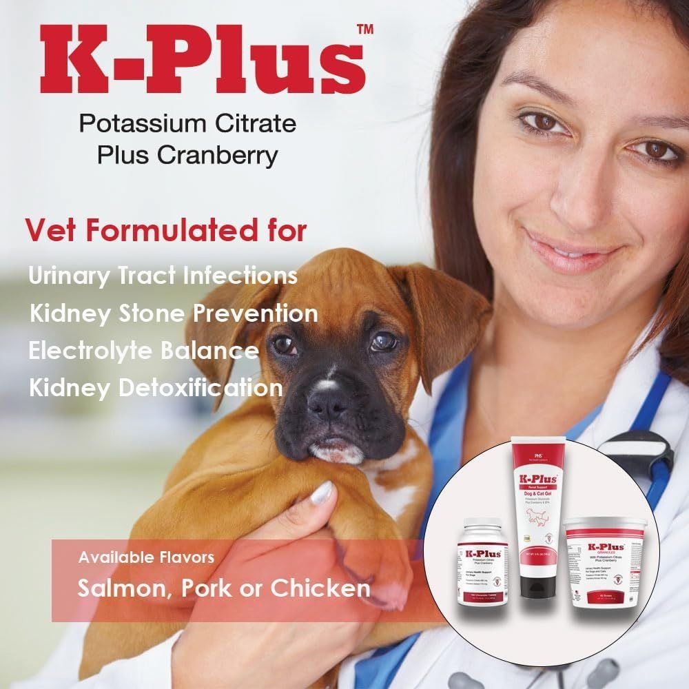 K-PLUS Potassium Citrate Plus Cranberry Chewable Tablets for Dogs, 100 ...