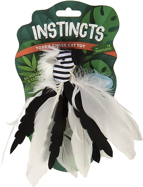 Smartykat Instincts Zingy Zebra Feathered Toss And Chase With Happynip