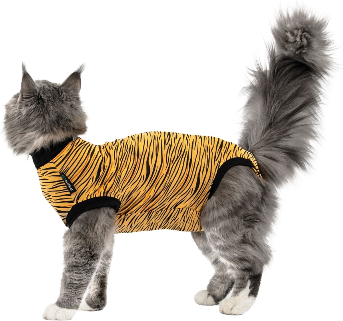 SUITICAL Recovery Suit Cat Apparel, Tiger Print, Small - Chewy.com