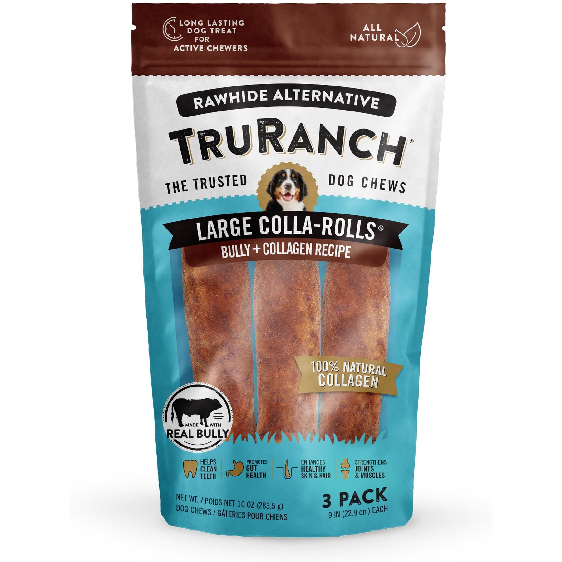 TRURANCH Bully Collagen Roll Dog Treats, 9-in, 3 count - Chewy.com