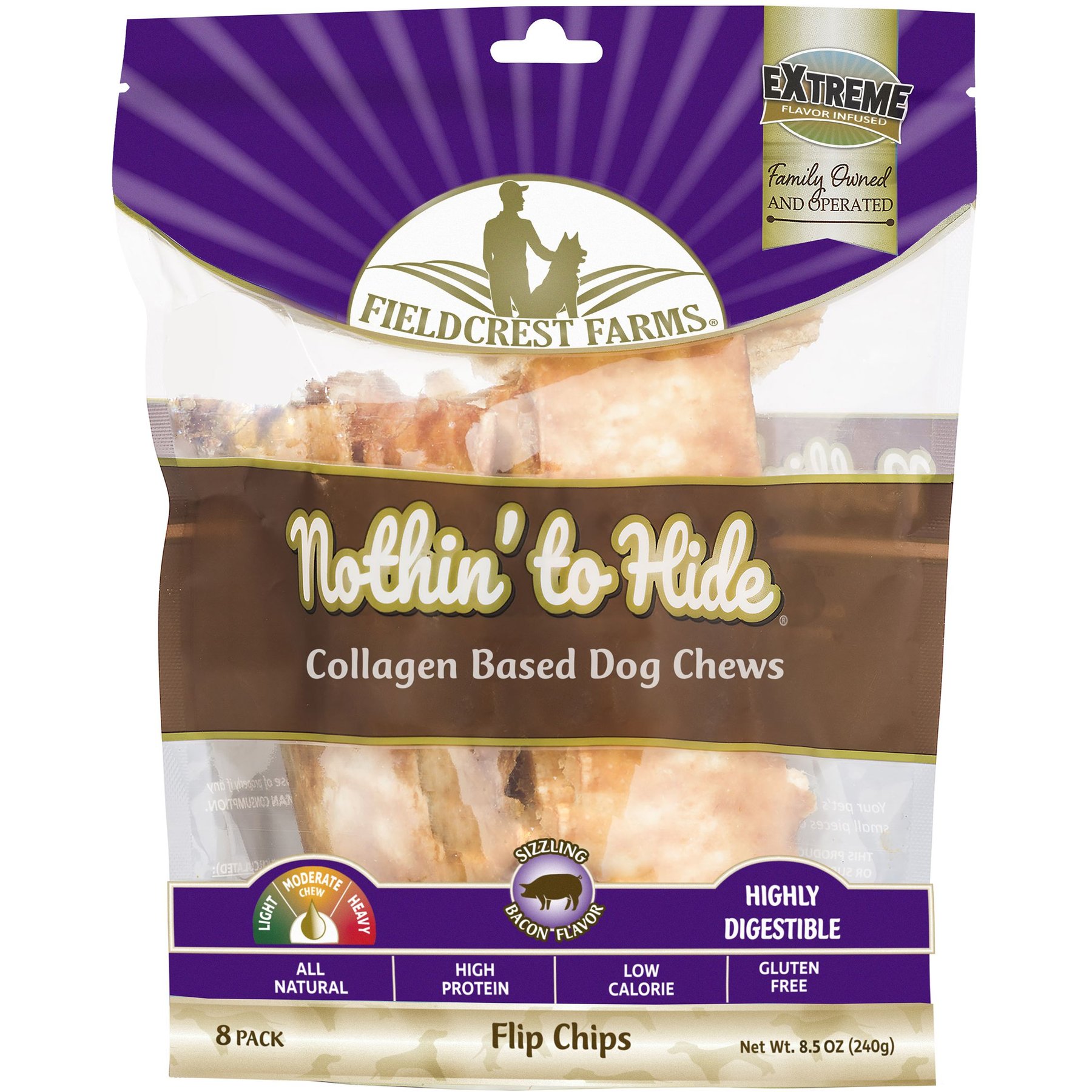 FIELDCREST FARMS Nothin To Hide Flip Chips Bacon Dog Treats, 8 count ...