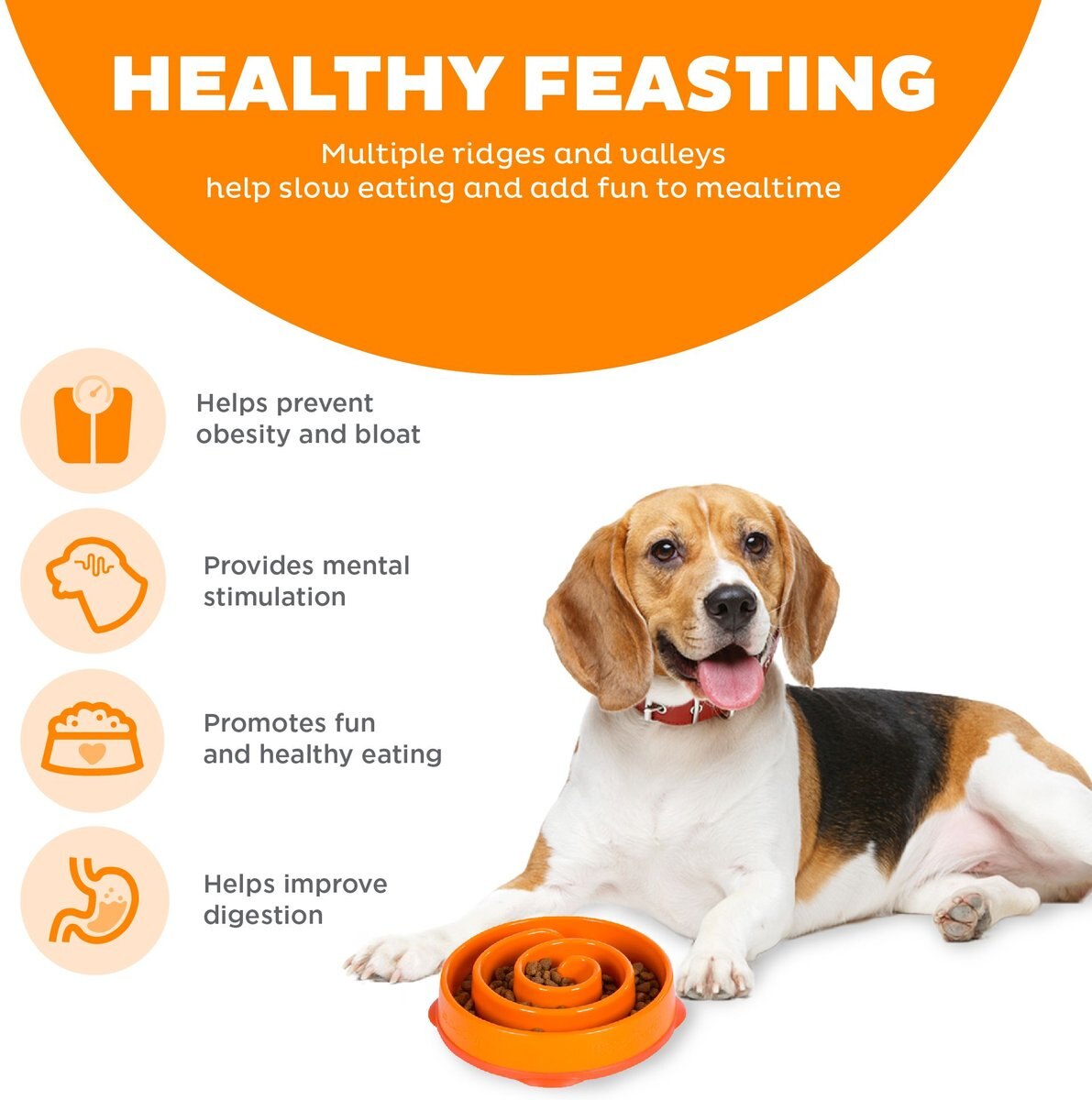 OUTWARD HOUND Fun Feeder Interactive Dog Bowl, Orange, 2 cup - Chewy.com