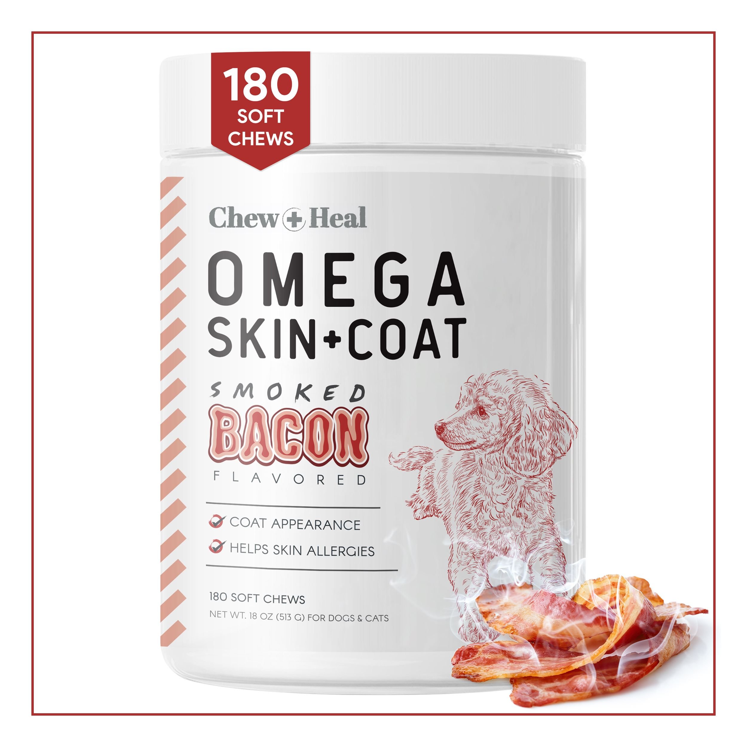 CHEW + HEAL Smoked Bacon Omega Skin + Coat Supplement for Dogs Customer ...