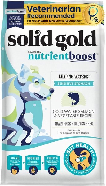 SOLID GOLD Sensitive Stomach Gut Health Cold Water Salmon & Vegetable Grain-Free Dry Dog Food, 3 ...