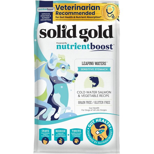 SOLID GOLD Sensitive Stomach Gut Health Cold Water Salmon & Vegetable Grain-Free Dry Dog Food, 3 ...