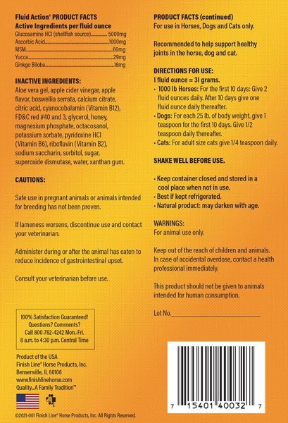 FINISH LINE Fluid Action Liquid Horse Supplement, 32-oz bottle - Chewy.com