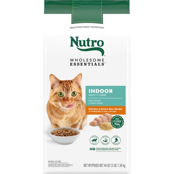 NUTRO Wholesome Essentials Indoor Chicken & Brown Rice Recipe Adult Dry Cat Food, 3-lb bag ...