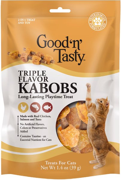 GOOD 'N' TASTY Chicken, Salmon, Tuna Kabob Cat Treats 1.4-oz bag ...