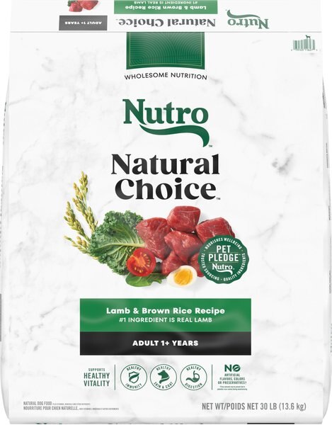 NUTRO Natural Choice Adult Lamb & Brown Rice Recipe Dry Dog Food, 30-lb bag - Chewy.com