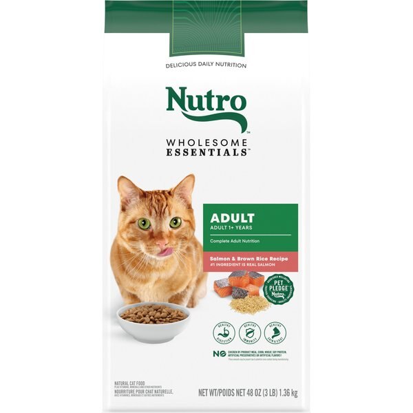 NUTRO Wholesome Essentials Adult Salmon & Brown Rice Recipe Dry Cat ...