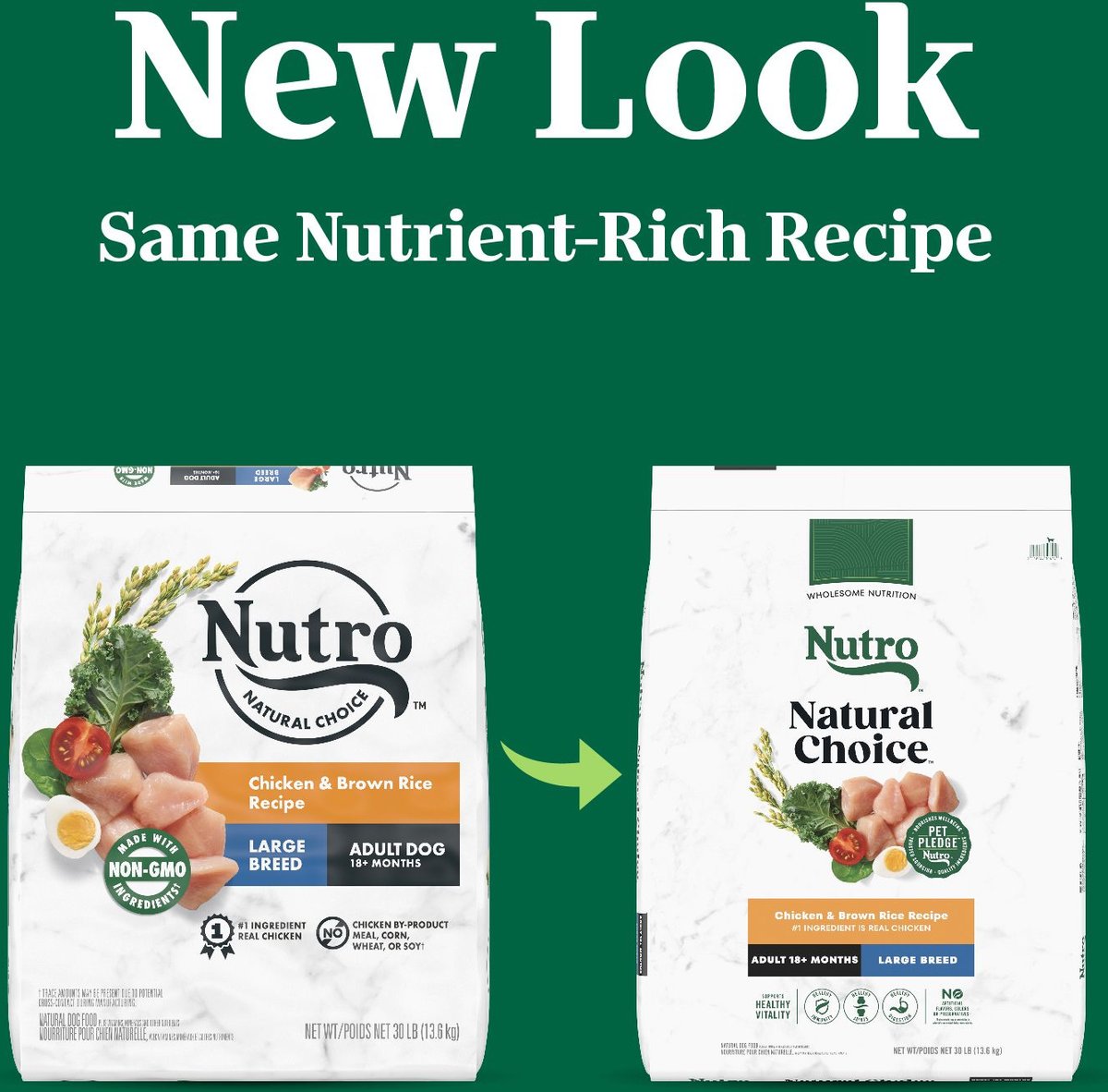 NUTRO Natural Choice Large Breed Adult Chicken & Brown Rice Recipe Dry Dog Food, 30-lb bag ...
