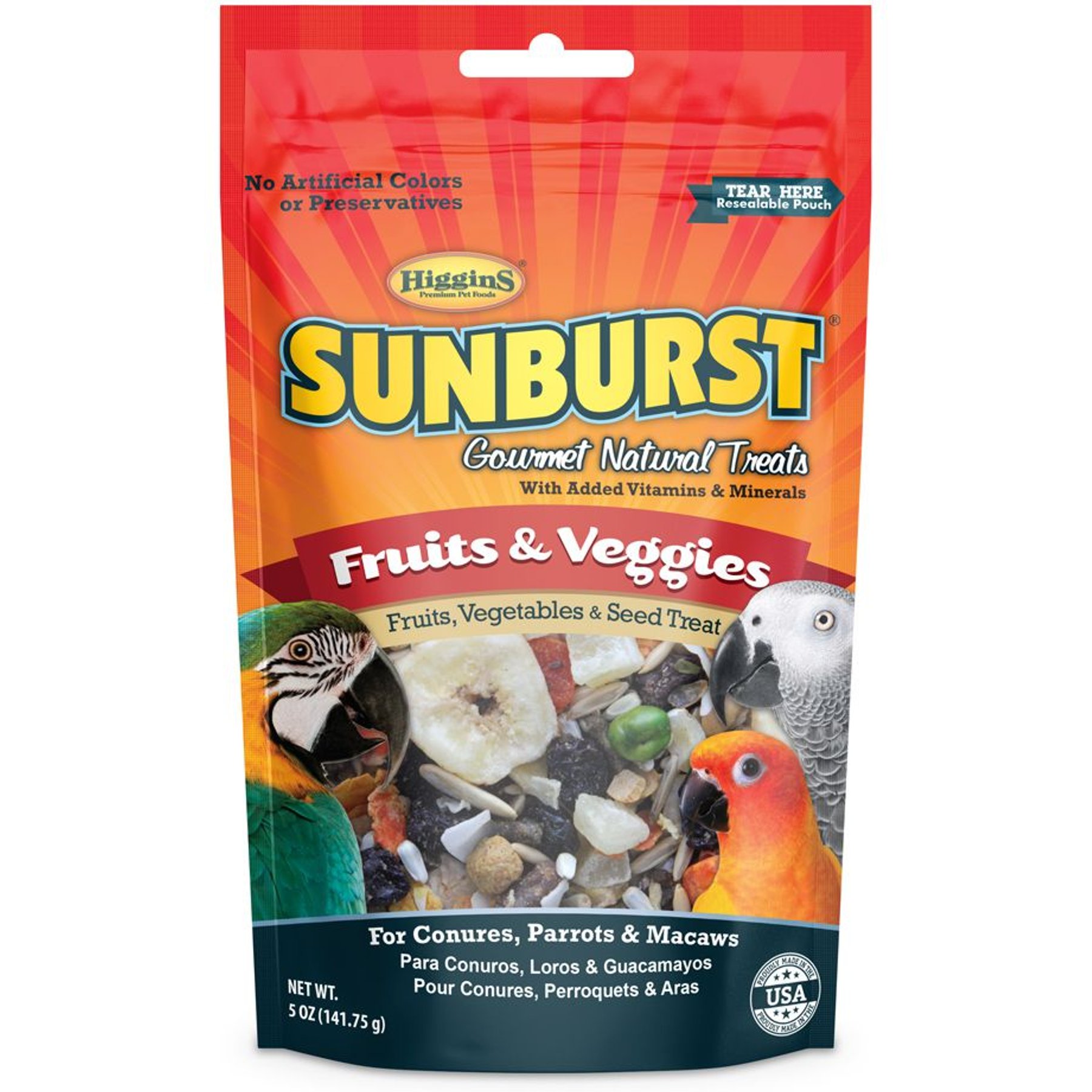 HIGGINS Sunburst Gourmet Fruits & Veggies Bird Treats, 5-oz bag - Chewy.com