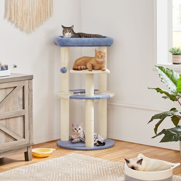 YAHEETECH 35.5-in Cat Tree with Space Capsule, Small, Blue & Beige ...