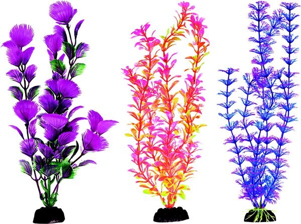 PENN-PLAX Aqua-Plants Plastic Aquarium 6 Piece Fish Plant, Multicolor ...