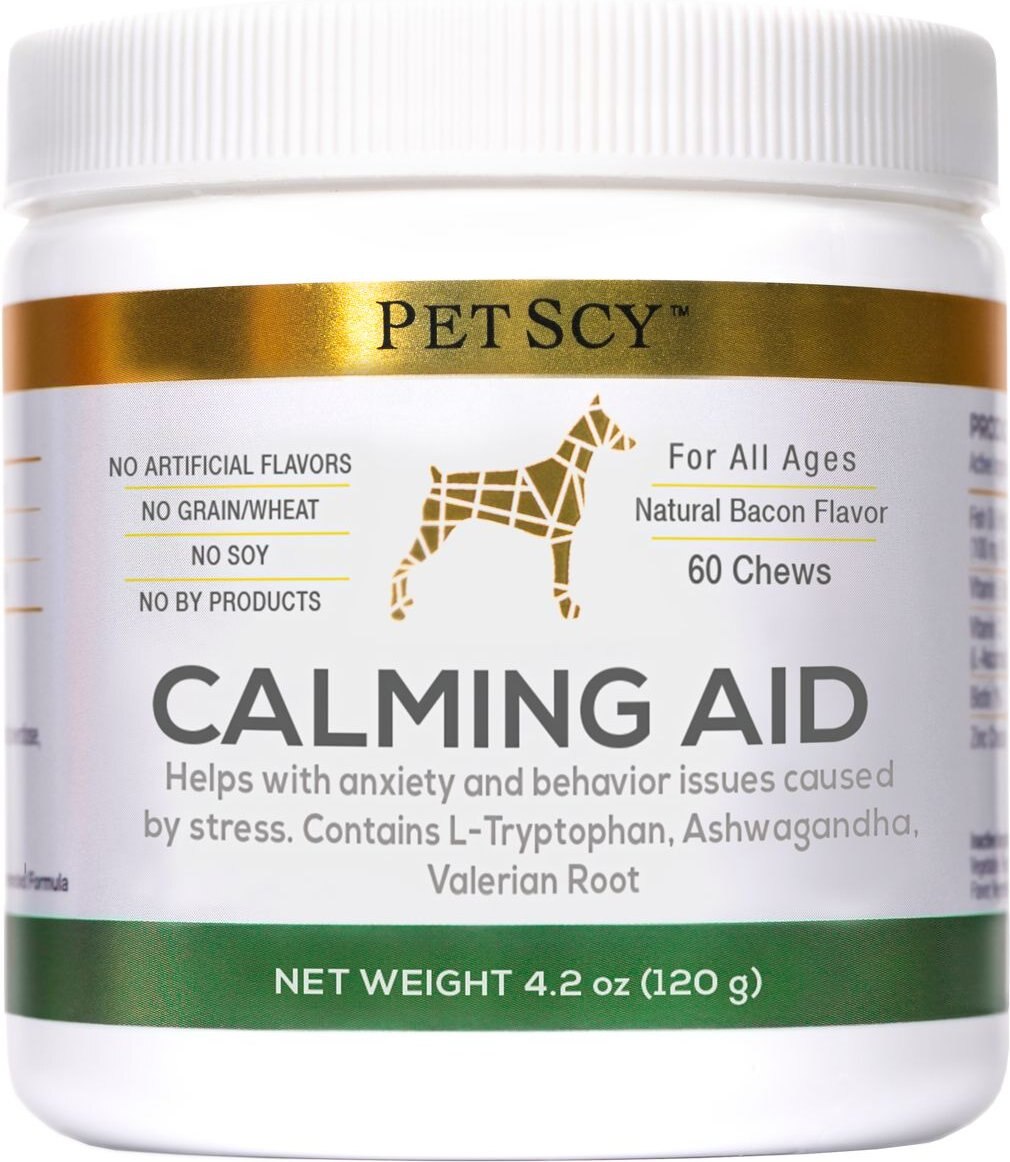 PETSCY Calming Aid Soft & Chewy Supplement for Dogs, 4.2-oz jar, 60 ...