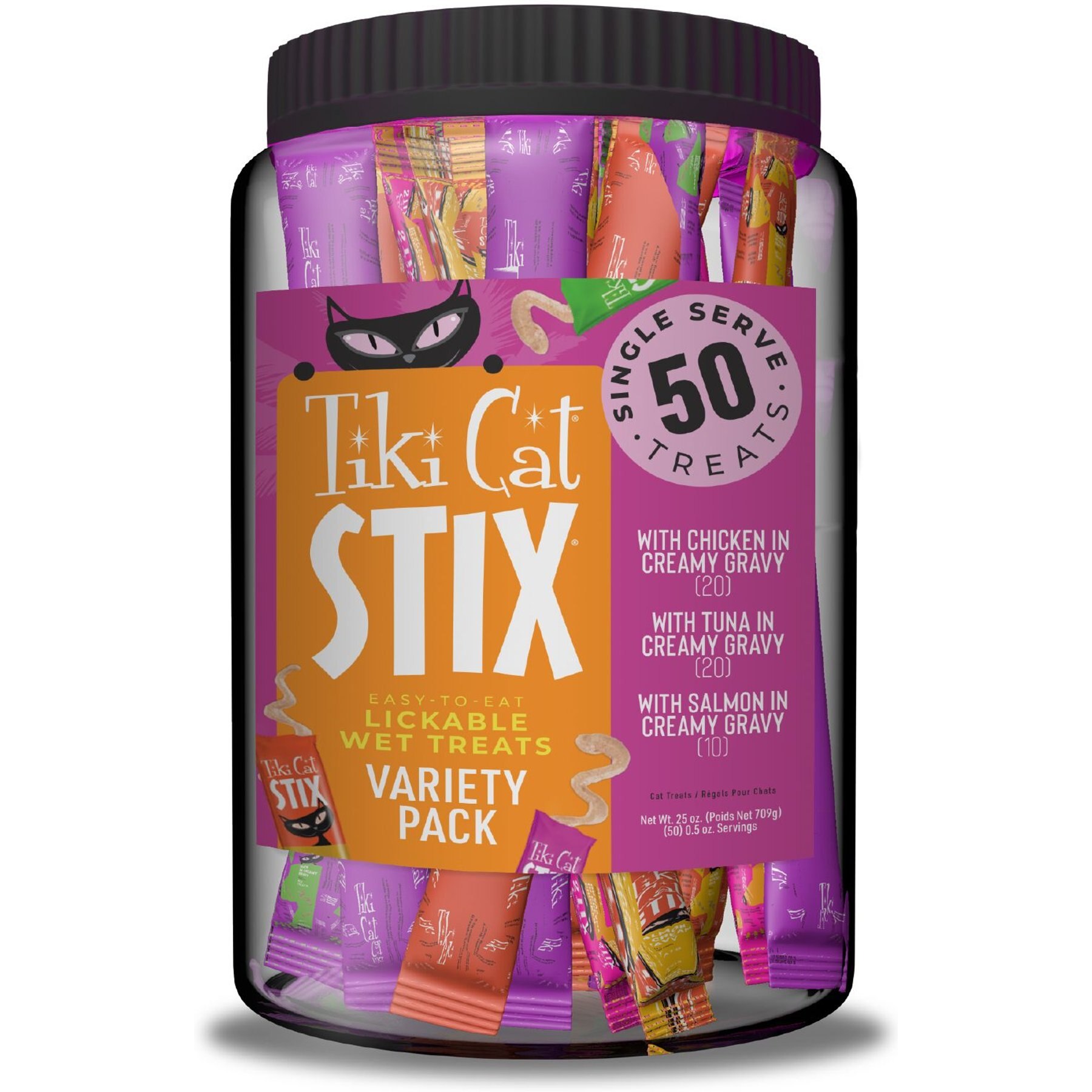 TIKI CAT Stix Variety Mega Jar Lickable Cat Treats, 50 count - Chewy.com