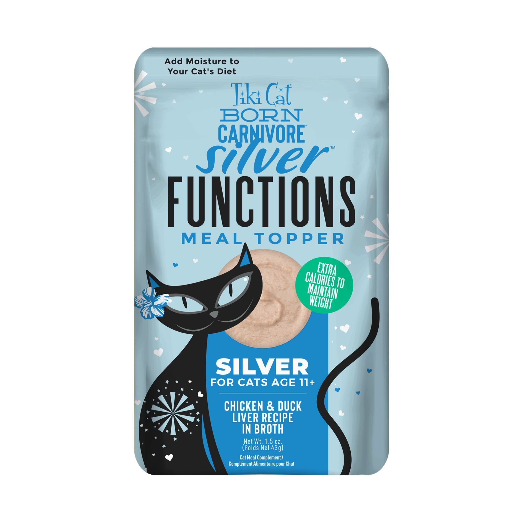 TIKI CAT Born Carnivore Silver Functional Cat Food Topper, 1.5-oz pouch ...