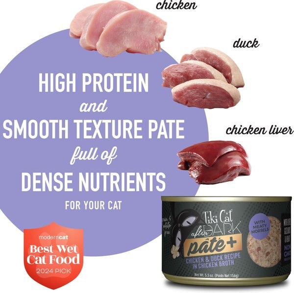 TIKI CAT After Dark Pate+ Chicken & Duck Grain-Free Wet Cat Food, 5.5 ...