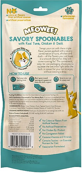 MEOWEE! Savory Spoonables with Real Tuna, Chicken & Duck Lickable Cat ...