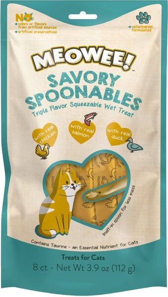 MEOWEE! Savory Spoonables with Real Chicken, Salmon & Duck Lickable Cat ...