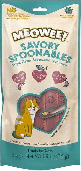 MEOWEE! Savory Spoonables with Real Salmon, Tuna & Krill Lickable Cat ...