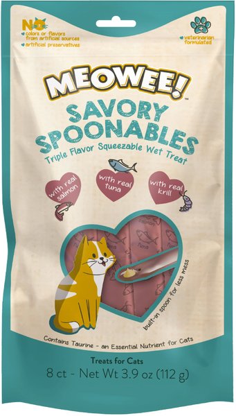 MEOWEE! Savory Spoonables with Real Salmon, Tuna & Krill Lickable Cat ...