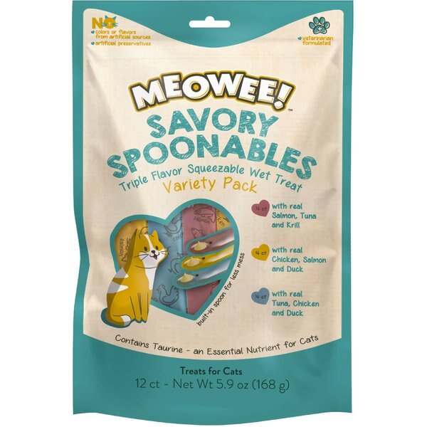 MEOWEE! Savory Spoonables Triple Flavor Variety Pack Lickable Cat Treat ...