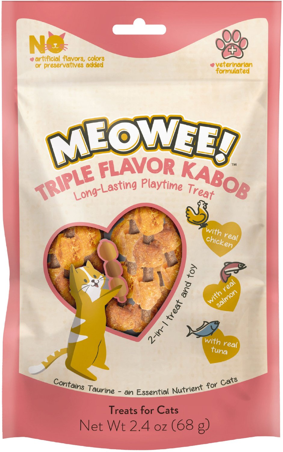 MEOWEE! Triple Flavor Kabobs with Real Chicken, Salmon & Tuna Cat Treat ...