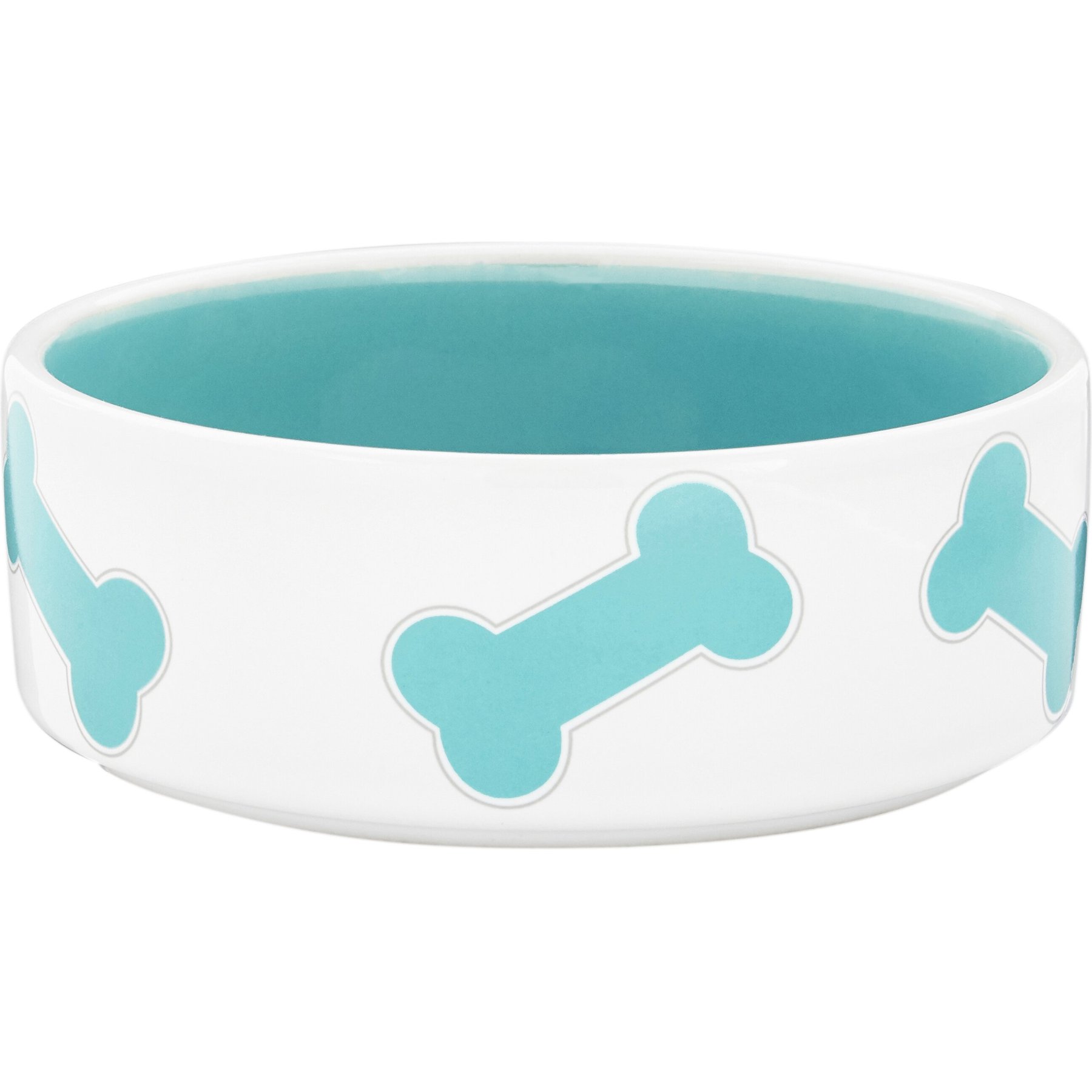 PETRAGEOUS DESIGNS Bones Dog Bowl, White/Turquoise, 2 cup - Chewy.com