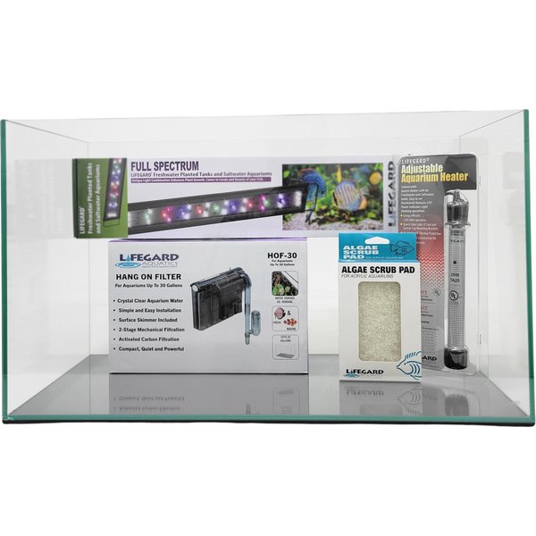 LIFEGARD CRYSTAL Beveled Edge Low Iron Rimless Aquarium with HOF-3 Hang ...