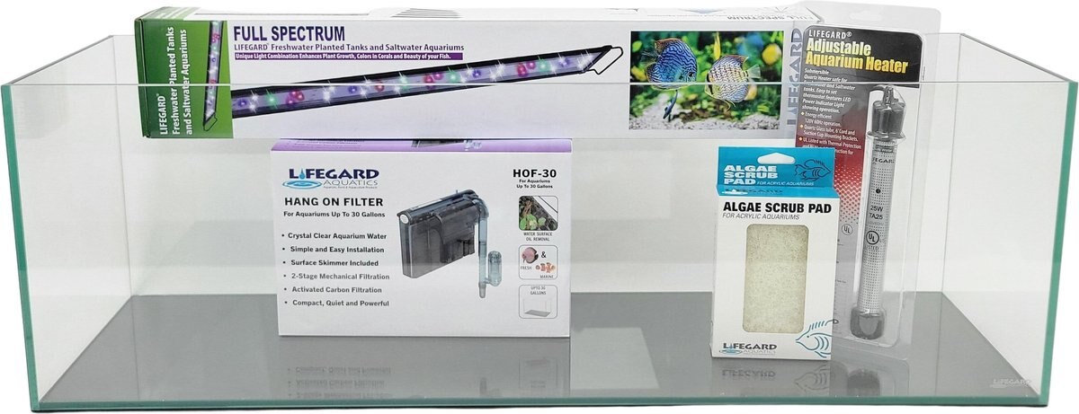 LIFEGARD Clear Glass Bookshelf Aquarium with HOF-3 Filter, 6-mm, 16-gal ...