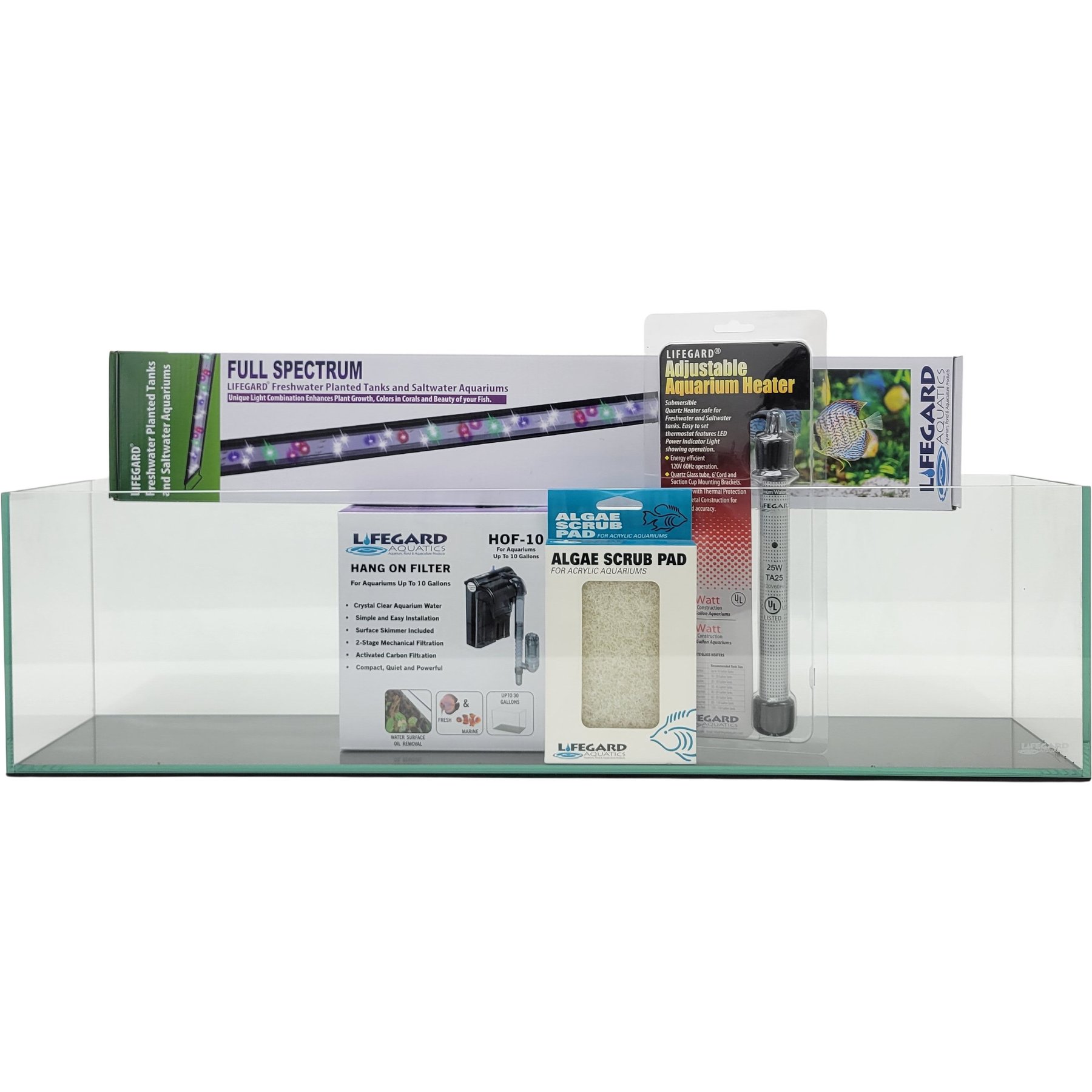 LIFEGARD Clear Glass Bookshelf Aquarium with HOF-2 Filter, 5-mm, 6-gal ...