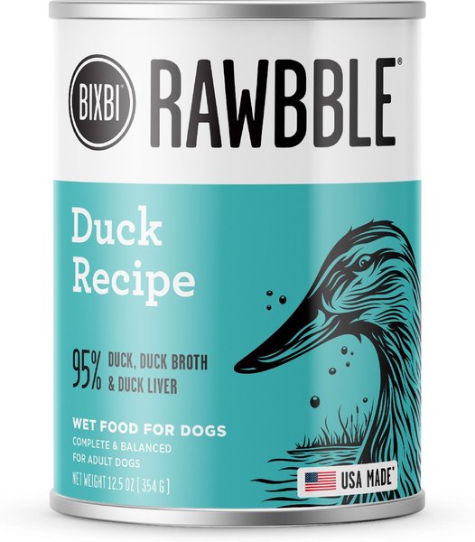 BIXBI Rawbble Grain-Free Canned Duck Recipe Wet Dog Food, 12.5-oz can ...