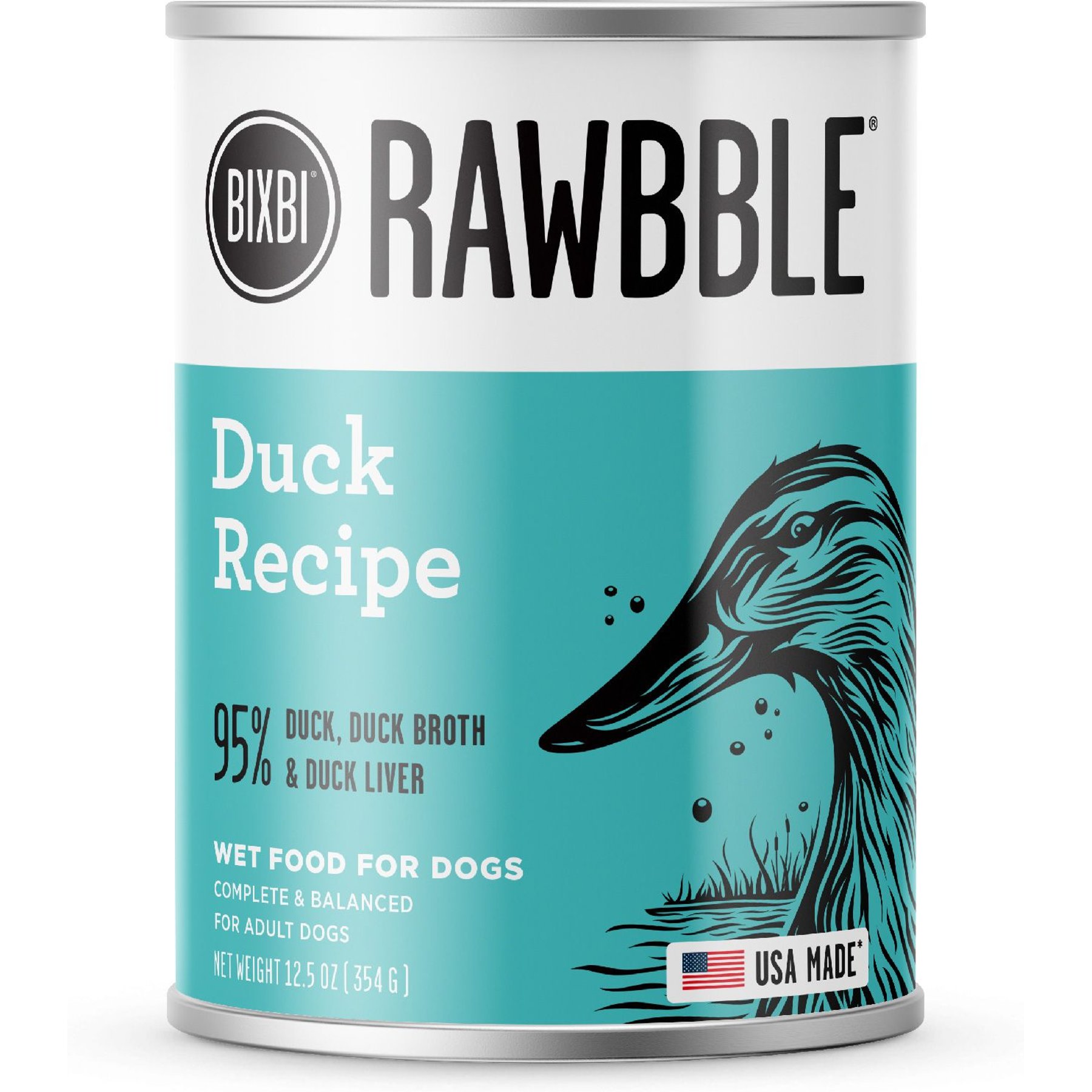BIXBI Rawbble Grain-Free Canned Duck Recipe Wet Dog Food, 12.5-oz can ...