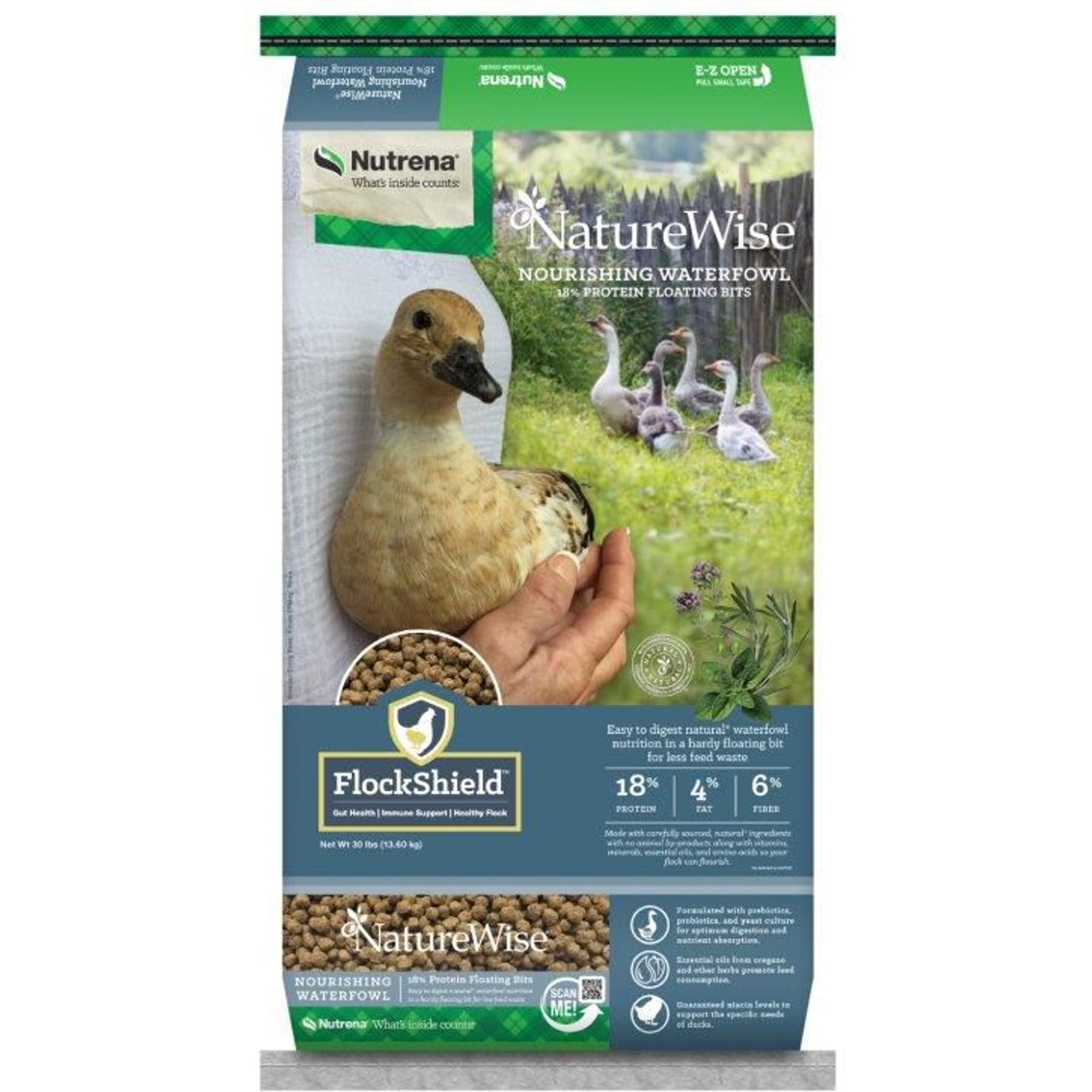 NUTRENA NatureWise Nourishing Waterfowl 18% Protein Floating Bits Duck ...