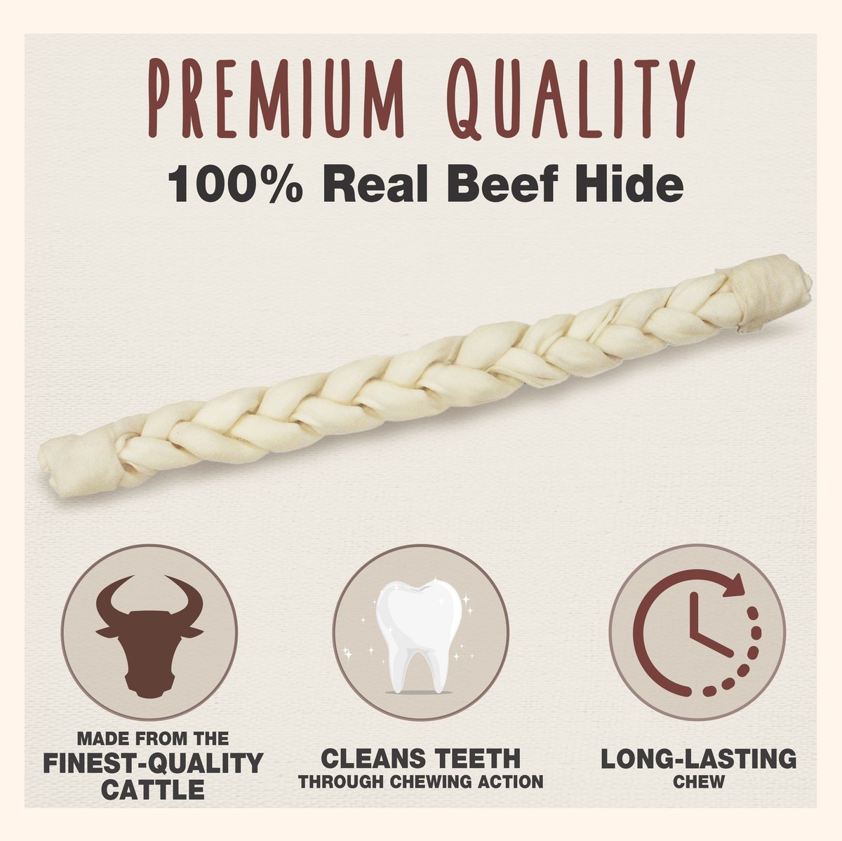 CADET Premium Grade Braided Beef Hide Stick Dog Chew Treat, 24-in ...