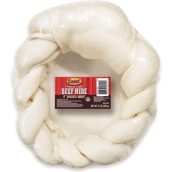 CADET Premium Grade Braided Beef Hide Donut Dog Chew Treat, 8-in, 100 ...