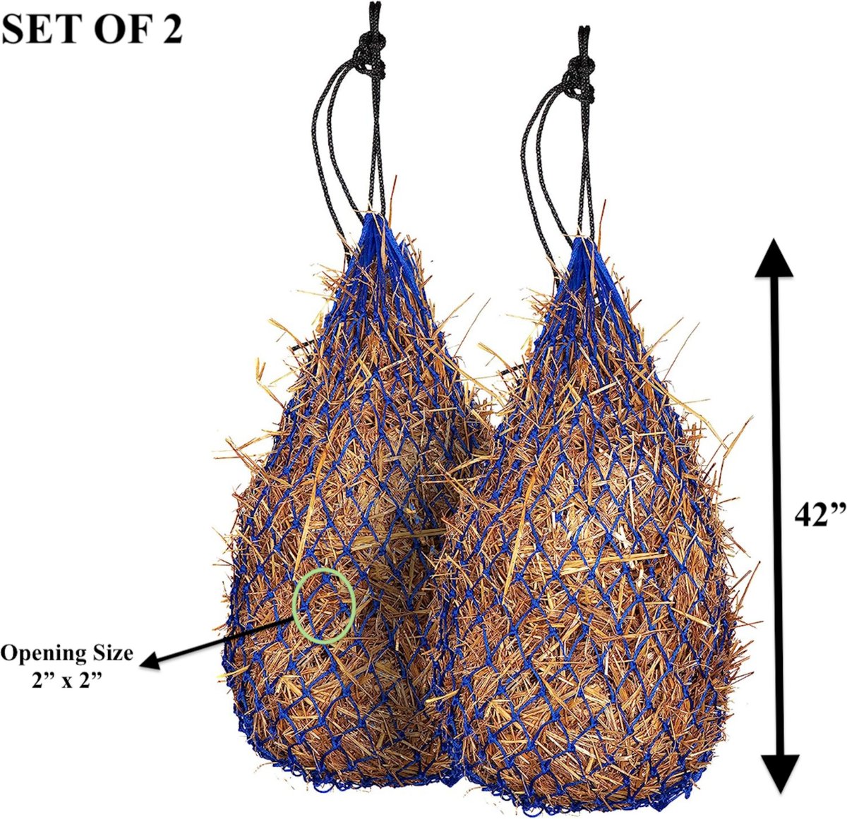 MAJESTIC ALLY Slow Feed Hay Net, 42-in, Royal Blue - Chewy.com