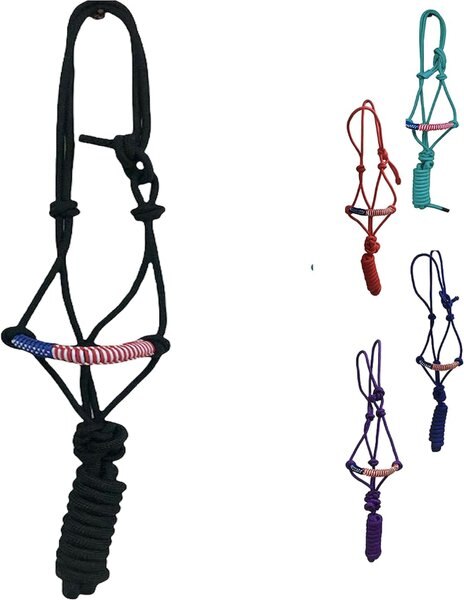 MAJESTIC ALLY Horse Nose Poly Rope & Halter, Black - Chewy.com
