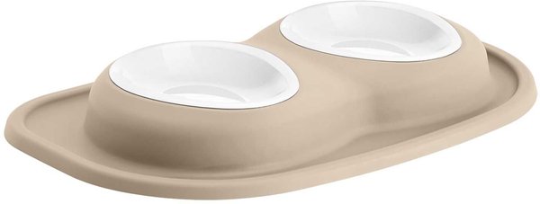 WEATHERTECH Double Low Poly Bowl Cat & Dog Pet Feeding System, Tan, 16 ...