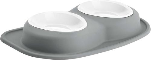 WEATHERTECH Double Low Poly Bowl Cat & Dog Pet Feeding System, Dark ...