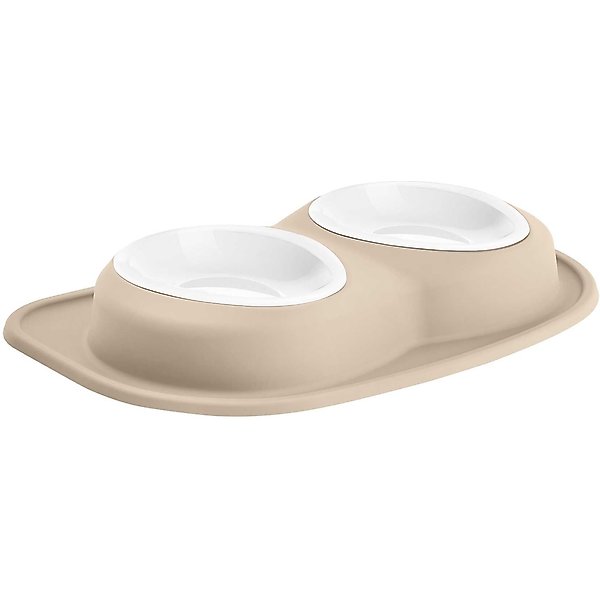 WEATHERTECH Double Low Poly Bowl Cat & Dog Pet Feeding System, Tan, 64 ...