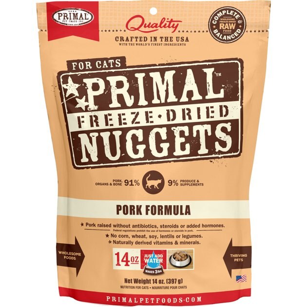 PRIMAL Pork Formula Nuggets Grain-Free Raw Freeze-Dried Cat Food, 14-oz ...