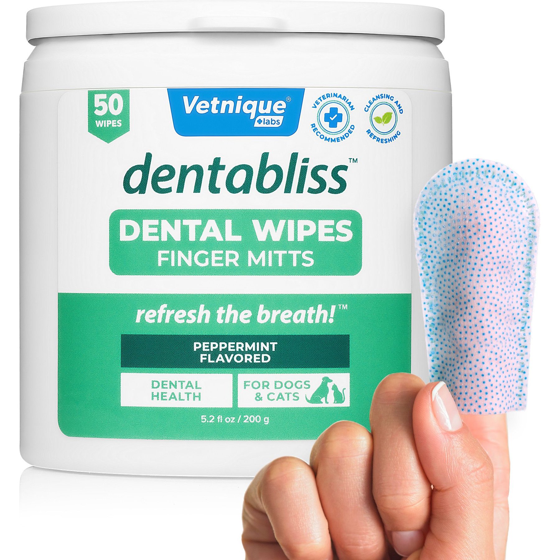 VETNIQUE LABS Dentabliss Finger Mitt Teeth Cleaning Peppermint Flavor ...