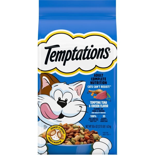 TEMPTATIONS Tempting Tuna & Chicken Flavor Adult Dry Cat Food, 3.15-lb ...