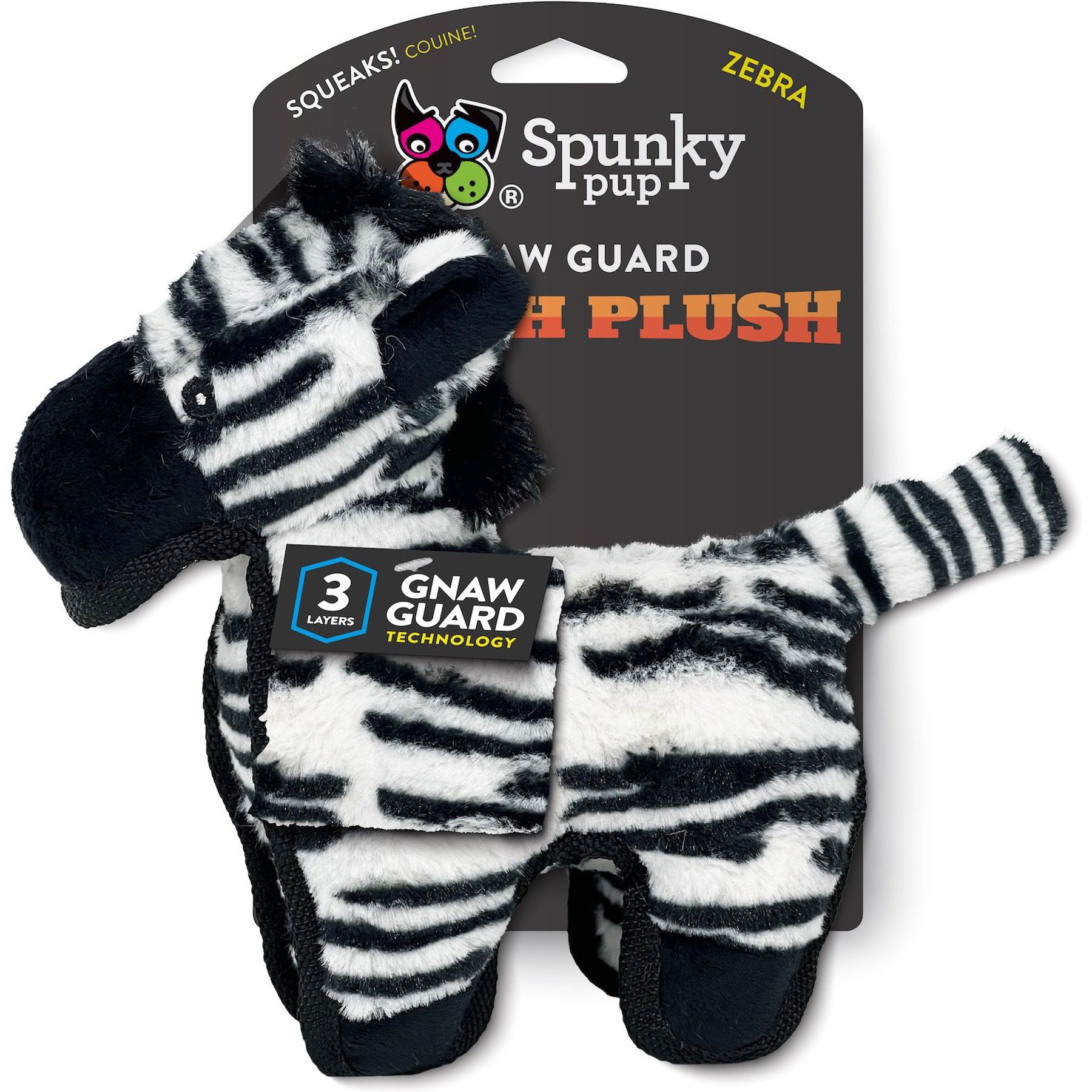 SPUNKY PUP Tough Plush Dog Toy, White & Black, Zebra - Chewy.com