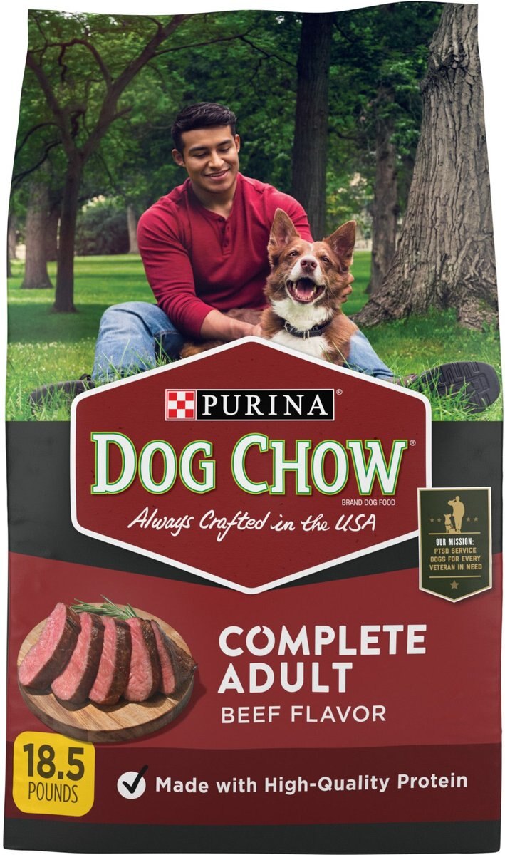 DOG CHOW Kibble Beef Flavor Complete Dry Dog Food, 18.5-lb bag - Chewy.com