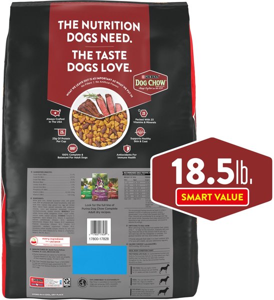 DOG CHOW Kibble Beef Flavor Complete Dry Dog Food, 18.5-lb bag - Chewy.com